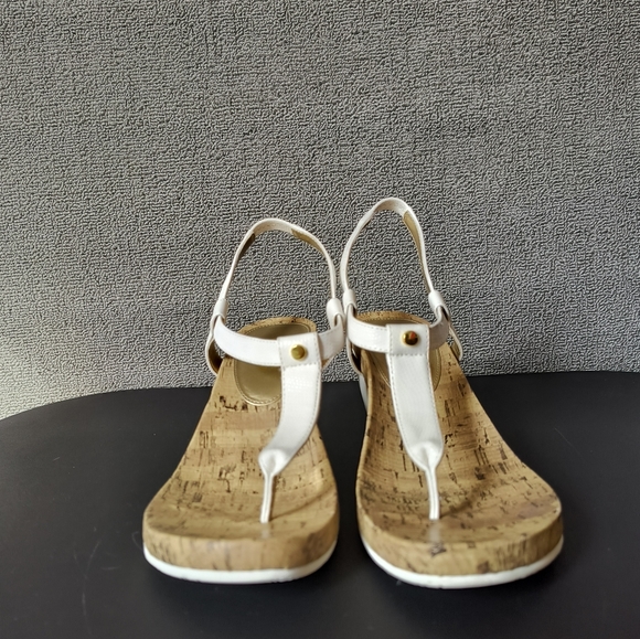 Chaps | Shoes | Chaps Sandals Womens White And Gold Cork Wedge 839 See ...